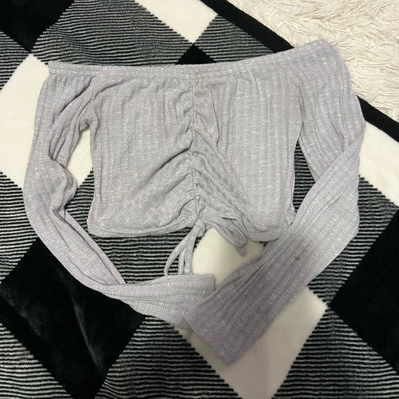 PrettyLittleThing | Tops | Scrunched Off The Shoulder Crop Top | Poshmark